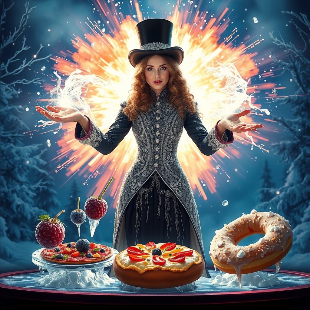 Magical Illusionist Masterfully Conjures Frosty Ch... - AI Art