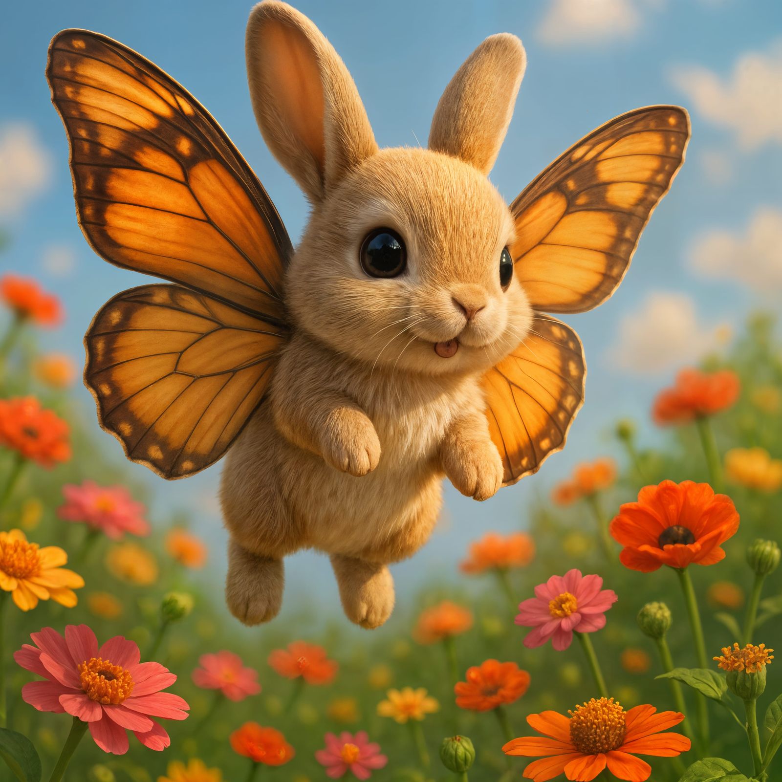 Bunnerfly - CGI Bunny with Butterfly Wings Over Garden