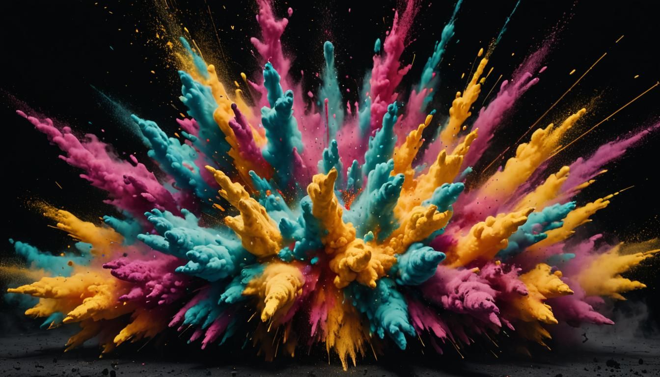 A centered explosion of colorful powder - AI Generated Artwork ...