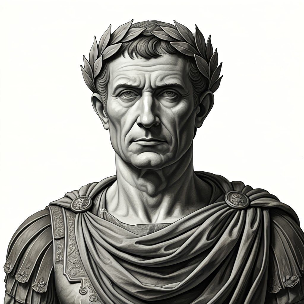 Roman Statesman Gaius Julius Caesar in Throne Room - AI Art