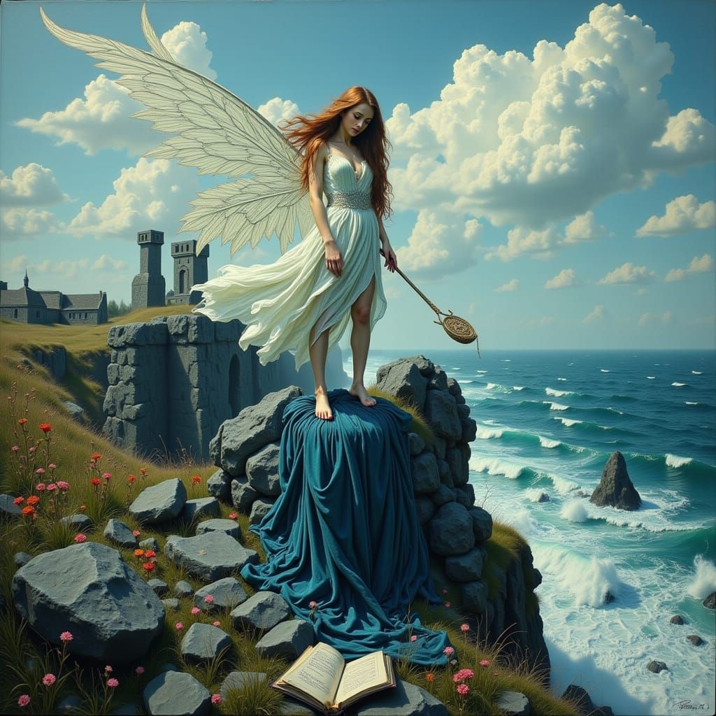 Ethereal Fairy Elf in Whirling Storm - AI Art