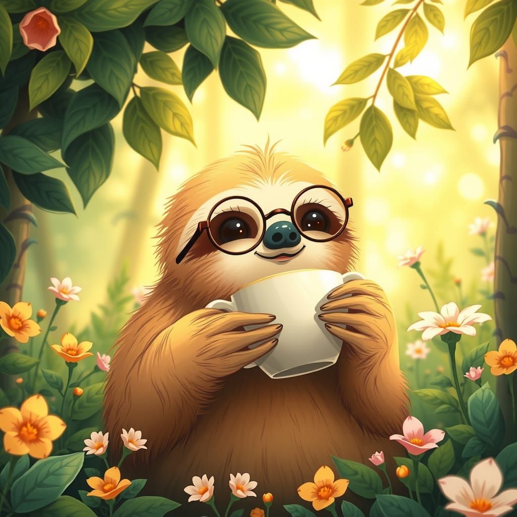 Drinking the nectar of the gods - Sloth Sips Coffee in Idyll...