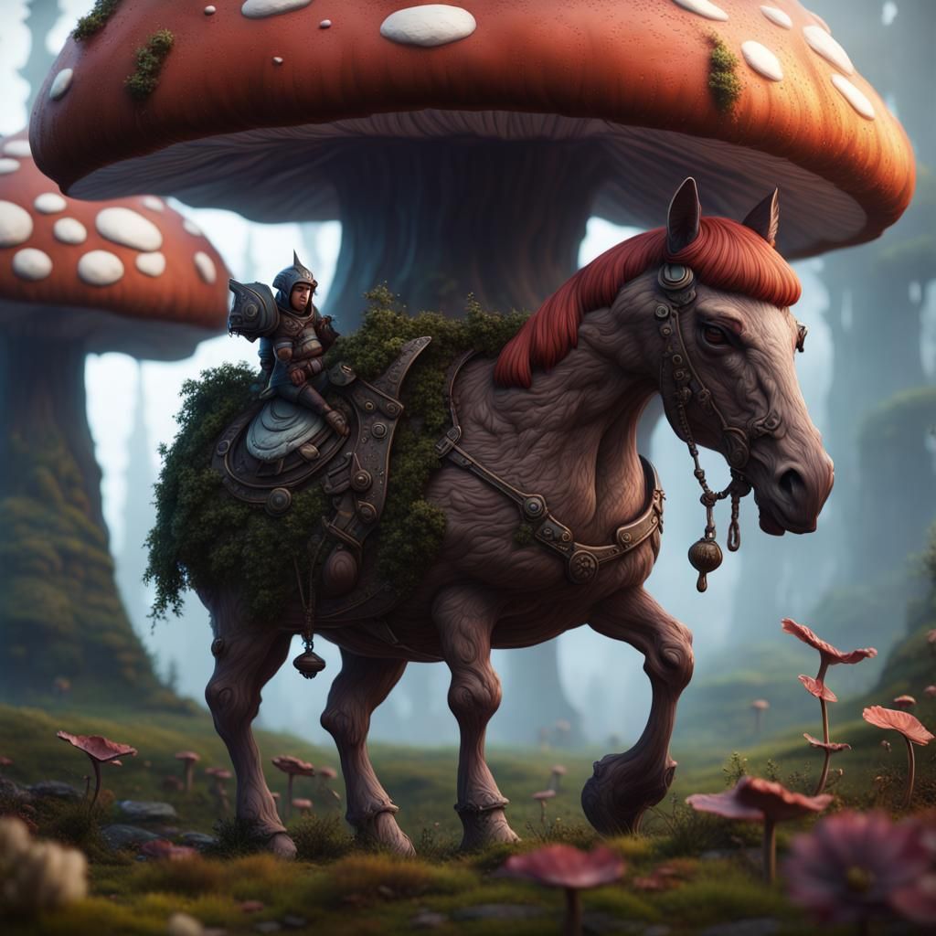 mushroom horse - AI Generated Artwork - NightCafe Creator