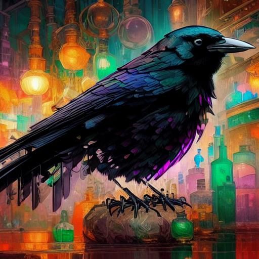 A crow, 8k resolution concept art by Greg Rutkowski, Artgerm, WLOP ...