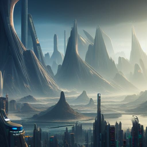 an alien city - AI Generated Artwork - NightCafe Creator