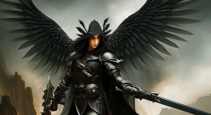 "army of Dark Angels battling army of angels with white wings, post ...