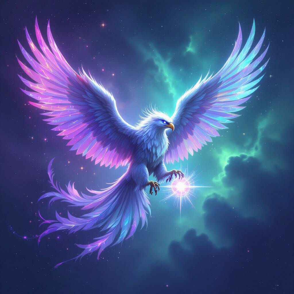 Galaxy Griffin Soaring Through Nebula, Digital Pai... - AI Art