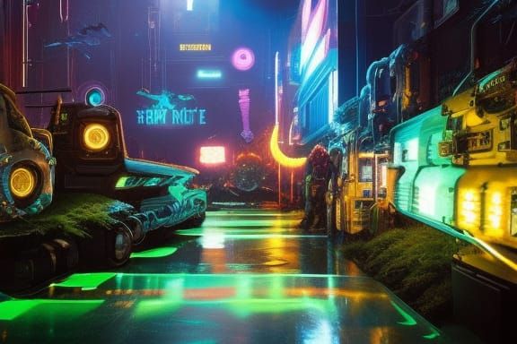 Cyber Nightlife - AI Generated Artwork - NightCafe Creator