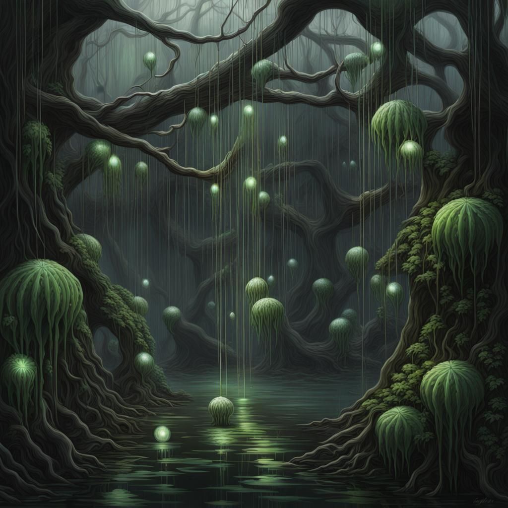 wetlands jungle orb plants - AI Generated Artwork - NightCafe Creator