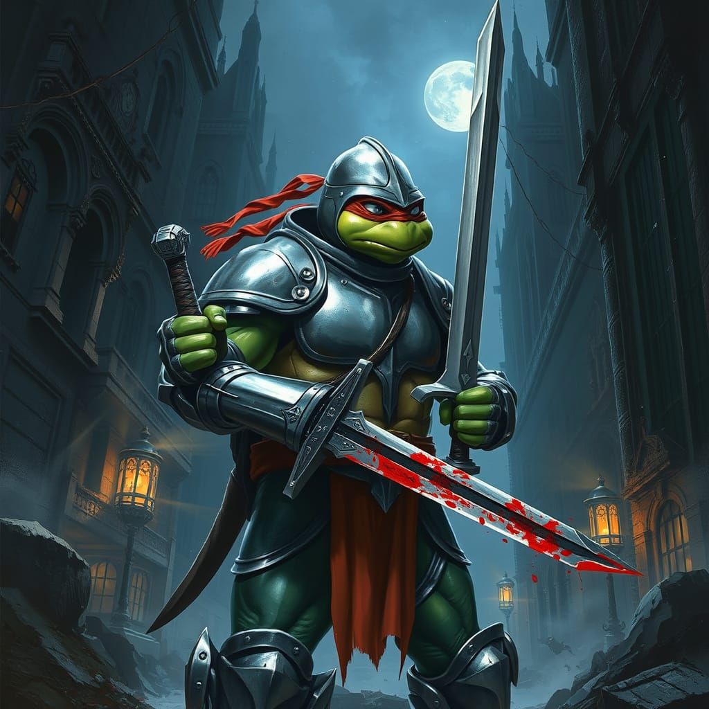 ninja turtles Knight the Injury - Cyberpunk Turtle Knight in...