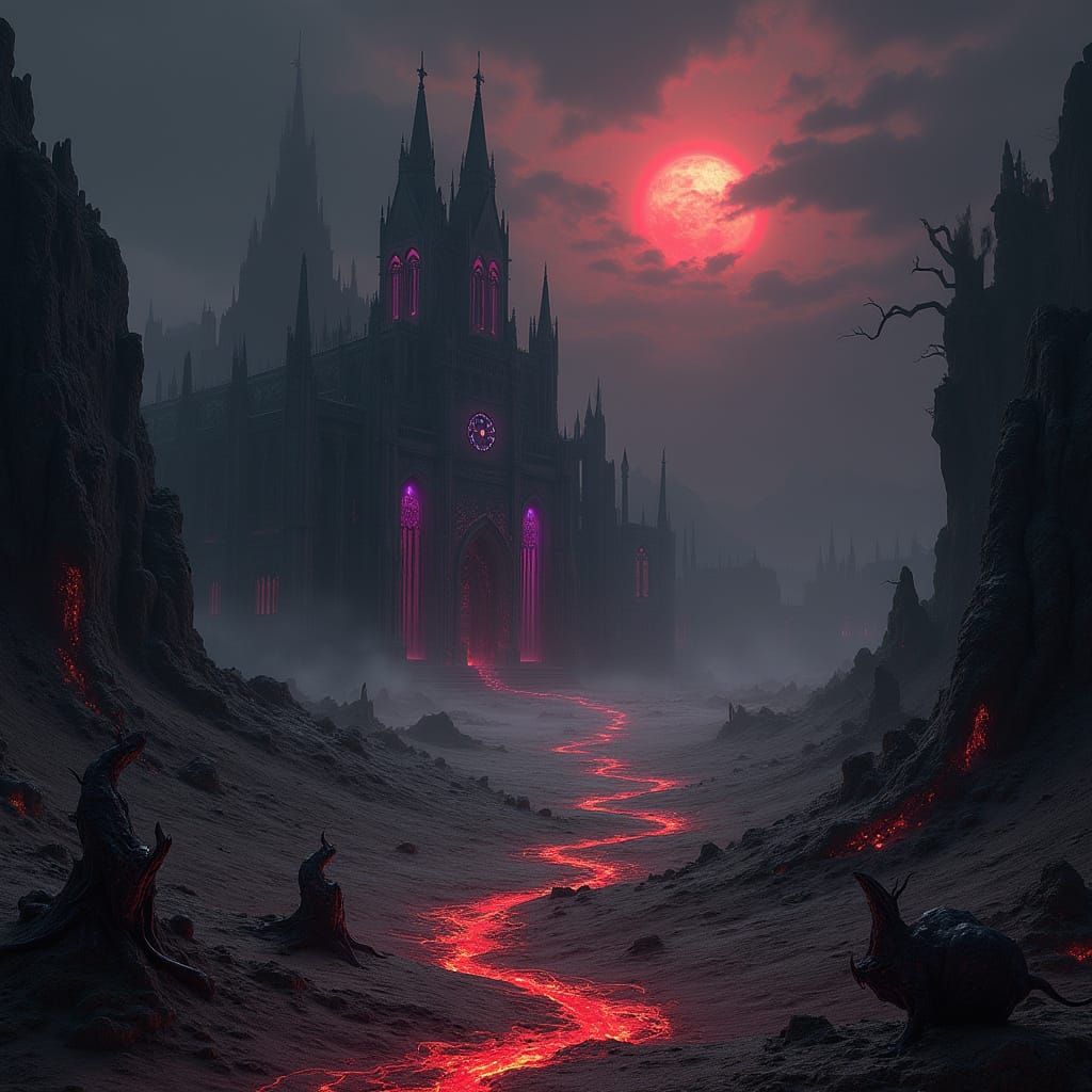 Dark Apocalypse in a Desolate Diablo-Inspired Land... - AI Art