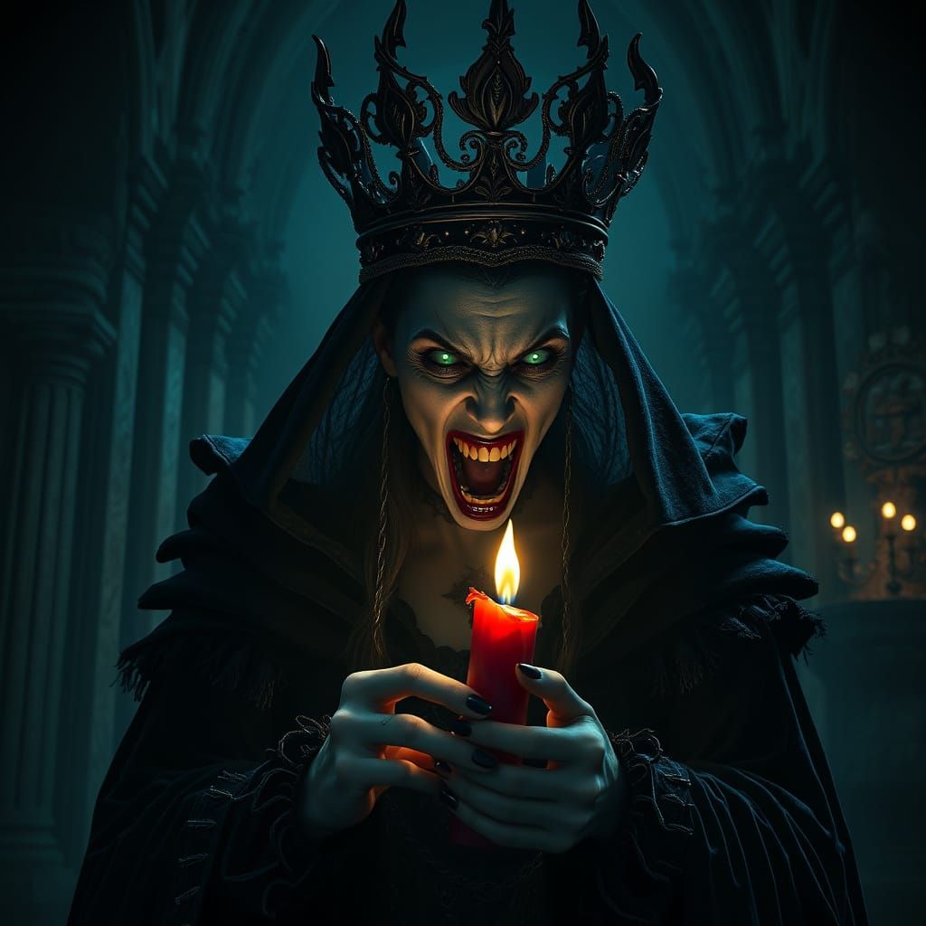 Haunted Vampire Queen in Dark Gothic Horror - AI Art