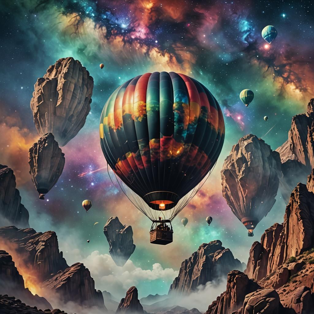 Hot Air Balloon In Space,01 - AI Generated Artwork - NightCafe Creator