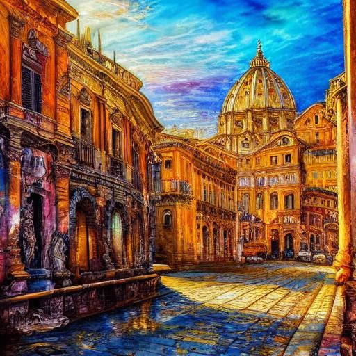 Rome cityscape in an detailed line and watercolor by Josephine Wall ...