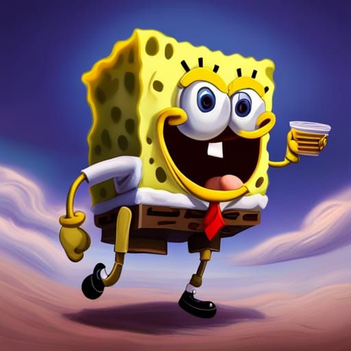 Spongebob squarepants sipping on coffee - AI Generated Artwork ...
