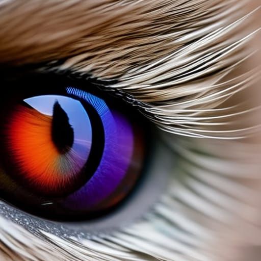 close up photo cat eye , rainbow color iris, macro lens , sharp focus ...