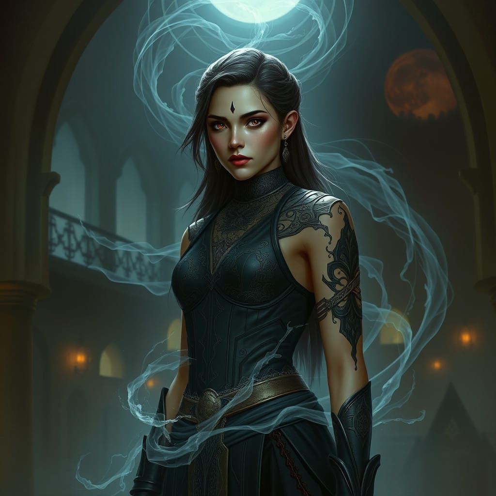 Ancient Dunmer Matriarch Amidst Whirling Dimension... - AI Art