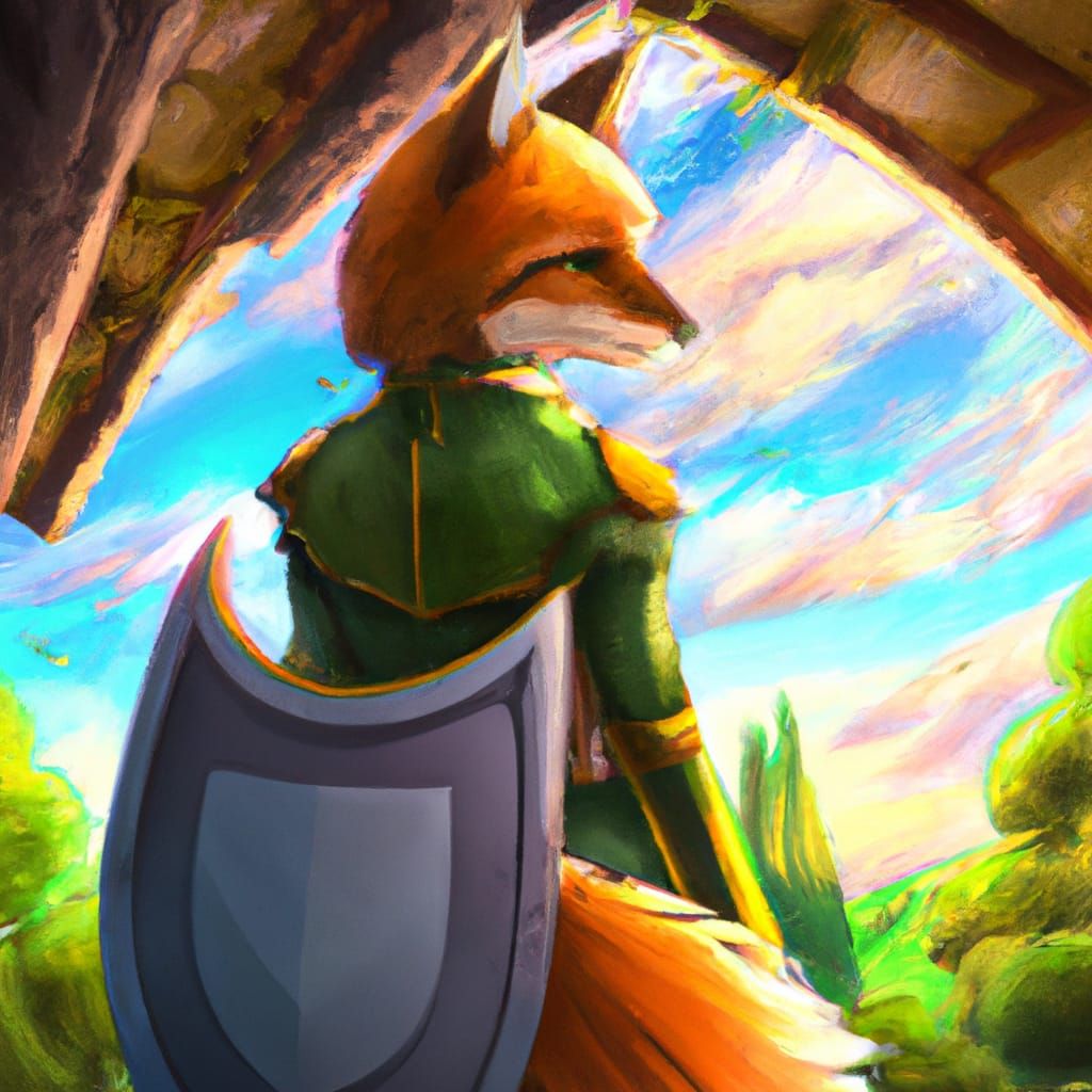 tunic, fox, shield, Studio Ghibli, Anime Key Visual, by Makoto Shinkai ...