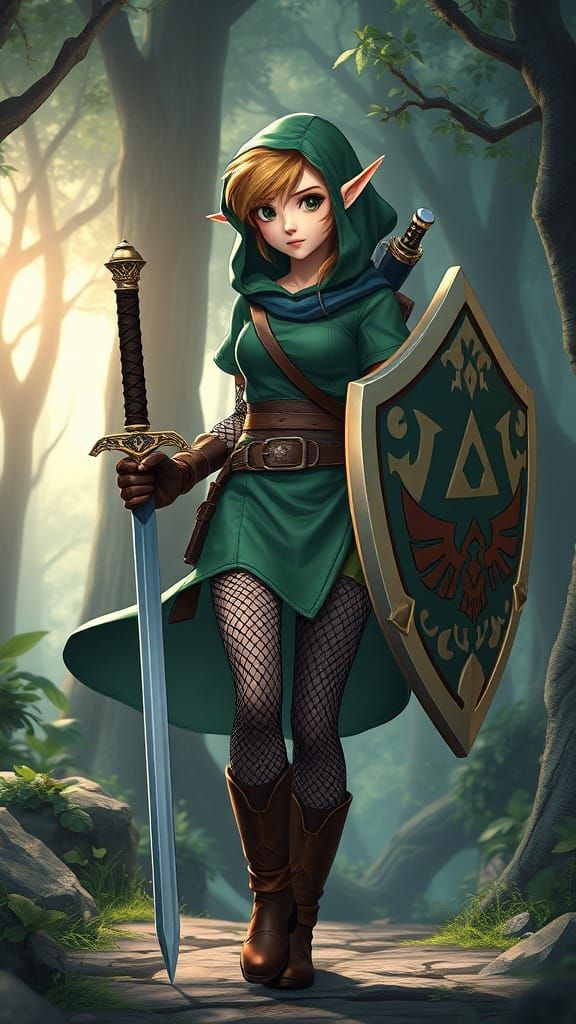 Legend of Zelda, Elf, Young Link, wearing green leather hoodie, green ...