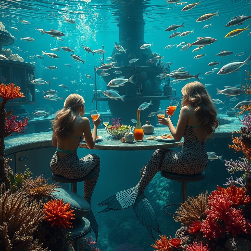 Lunch time! - Mermaids Savor Oceanic Delights in Submerged ...