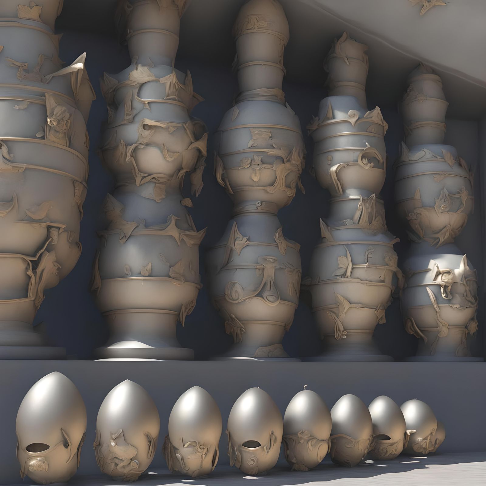 Ancient Vampire Collumns, Ornamented, egg formed - AI Generated Artwork ...