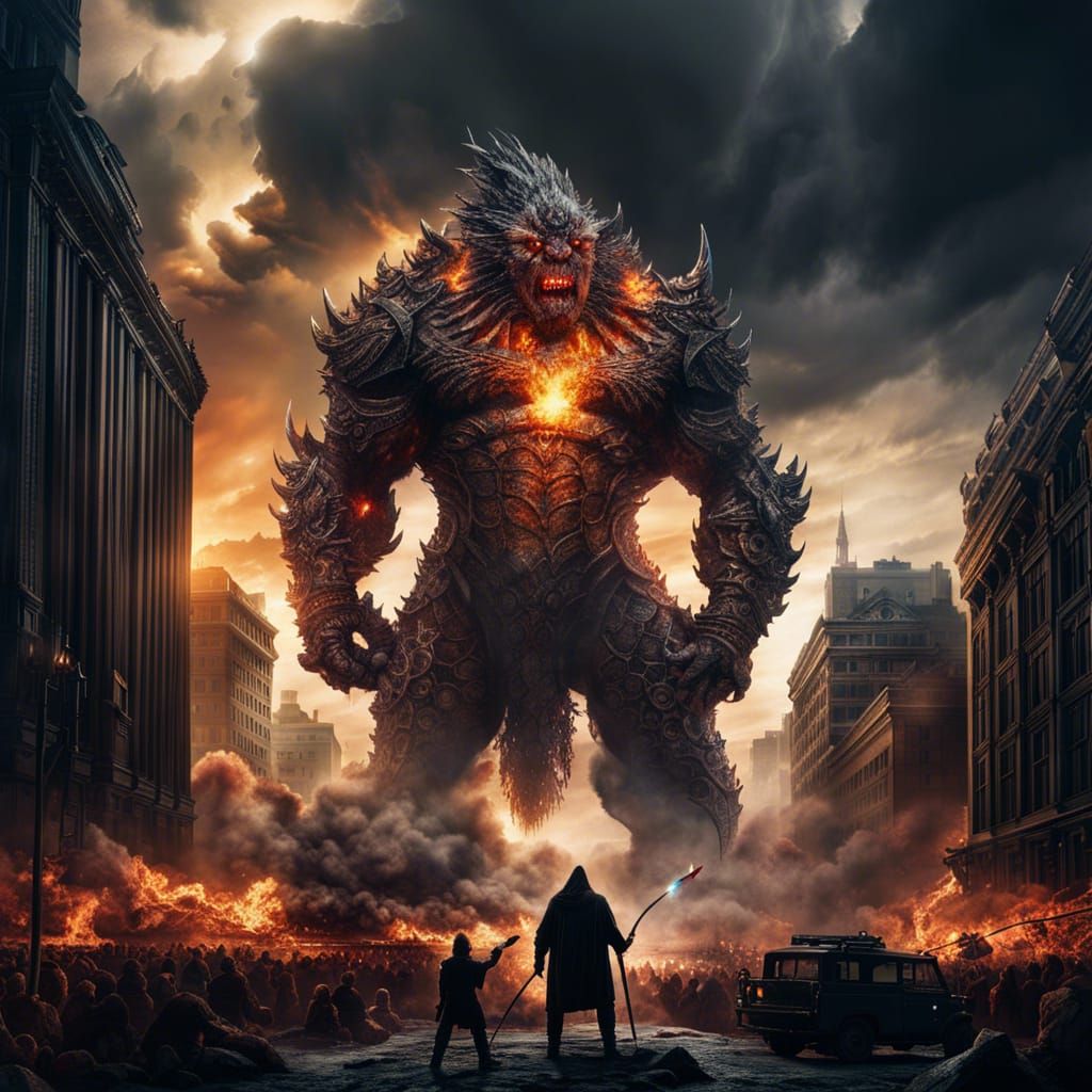 Facing the monster of the dawn - AI Generated Artwork - NightCafe Creator