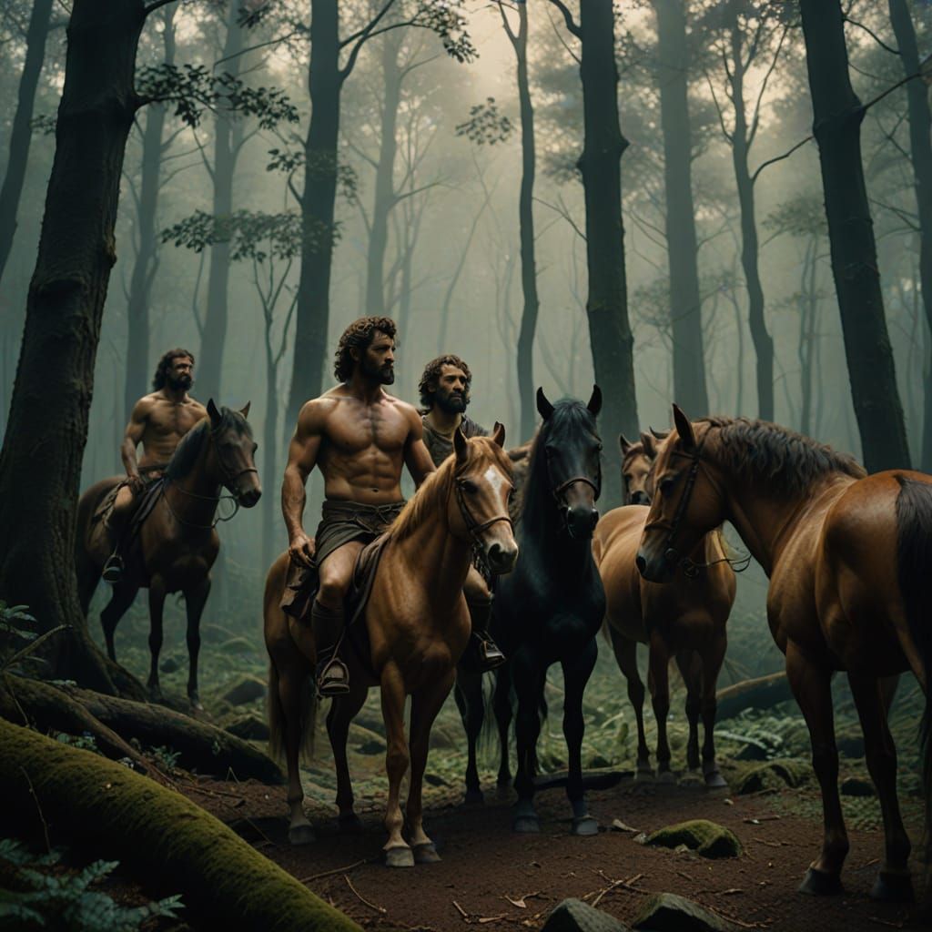 Epic Centaurs of Ancient Wisdom in Golden Light - AI Art