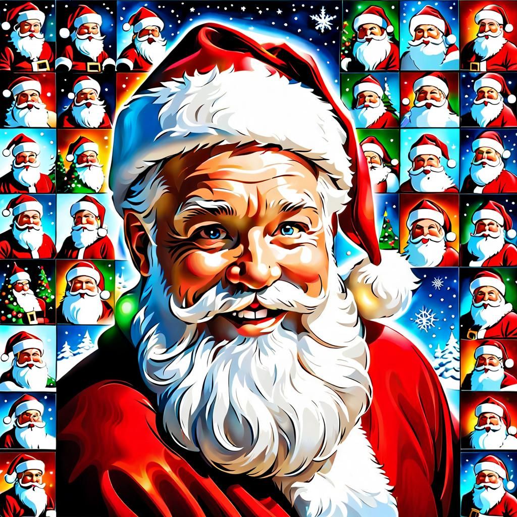 A cheerful Santa mosaic portrait #5 - AI Generated Artwork - NightCafe ...