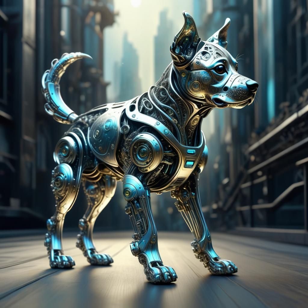 Cyborg dog - AI Generated Artwork - NightCafe Creator