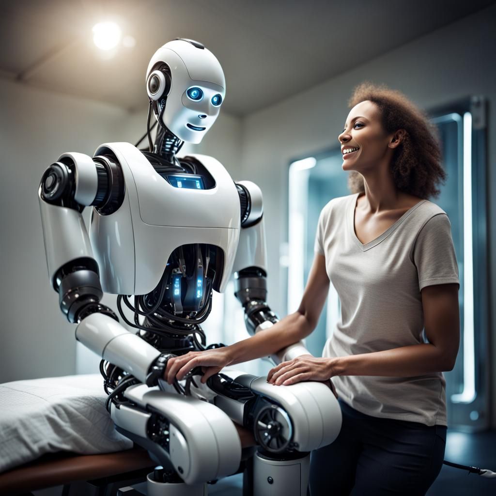 Robot helping people - AI Generated Artwork - NightCafe Creator