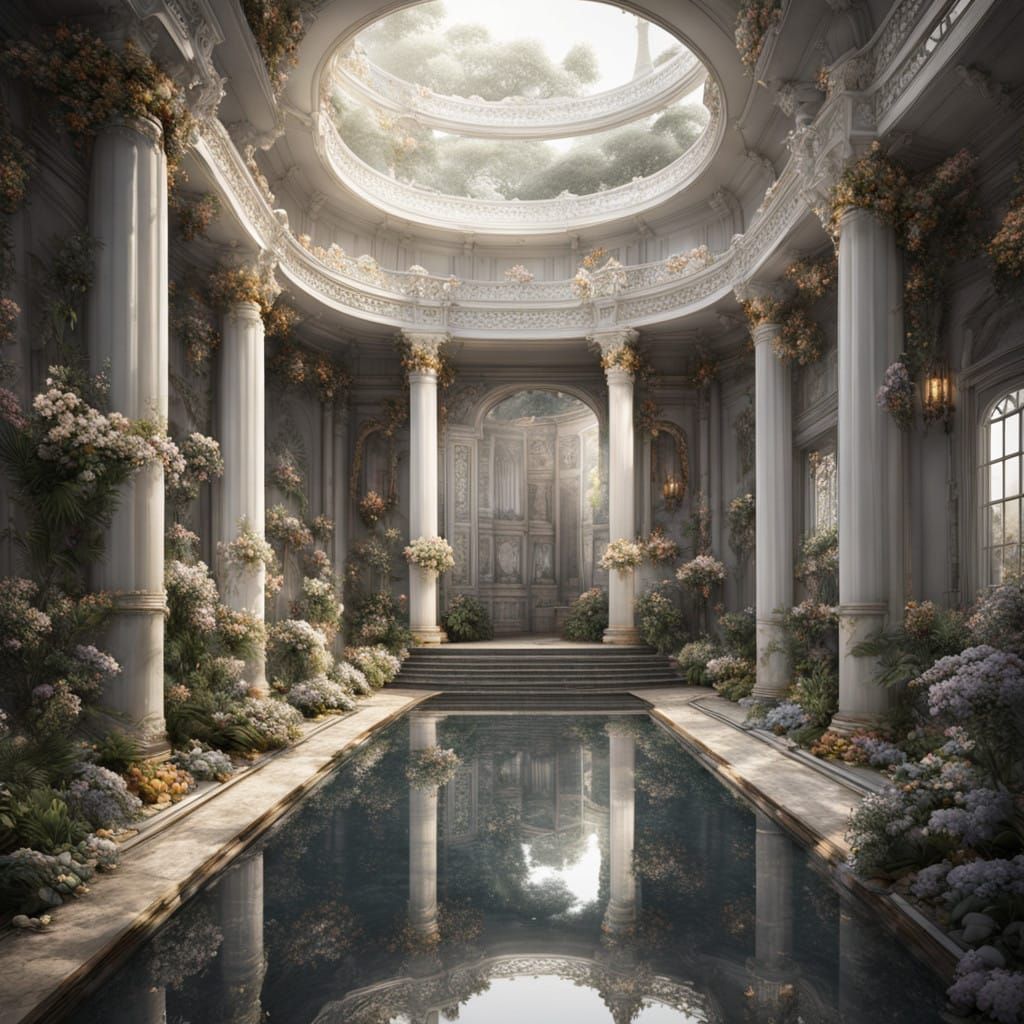 A mansion in the Internal worlds of the higher Dimensions with flowers ...