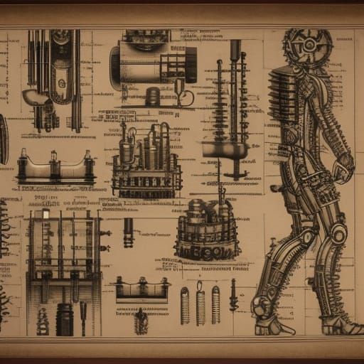 Steampunk Cyborg butler mechanical body parts - AI Generated Artwork ...