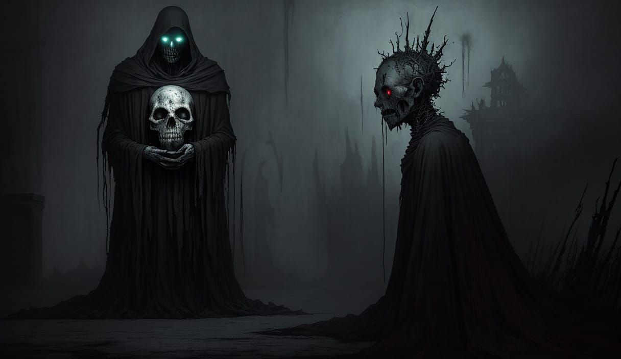 Dark Spectre Emerges from Shadows in Haunting Scen... - AI Art