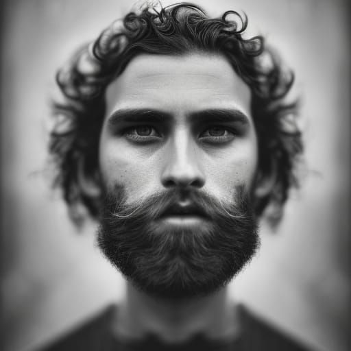 Young Man With a Beard and Curly Hair - AI Generated Artwork ...