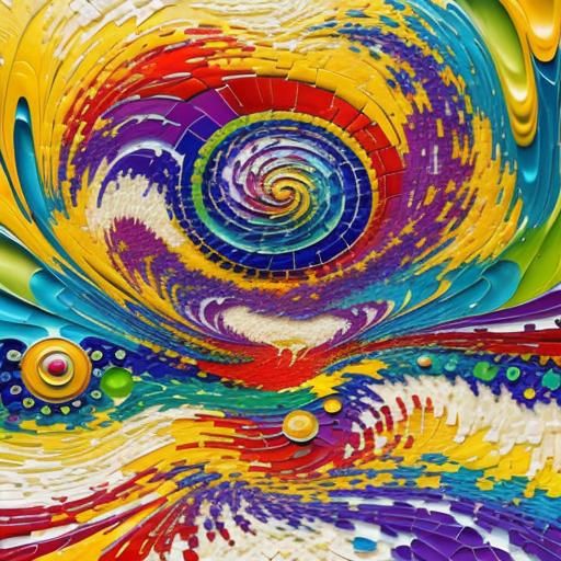 Beautiful rustic mosaic patchwork, abstract, surreal, sharp, focused ...