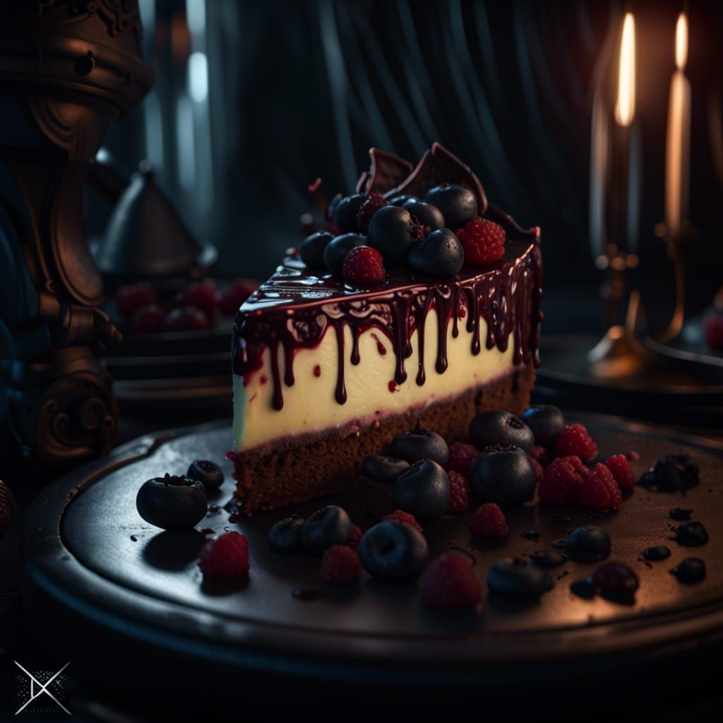 gothic cheesecake slice - AI Generated Artwork - NightCafe Creator
