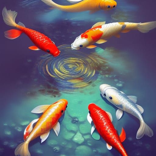 Koi fish swimming - AI Generated Artwork - NightCafe Creator
