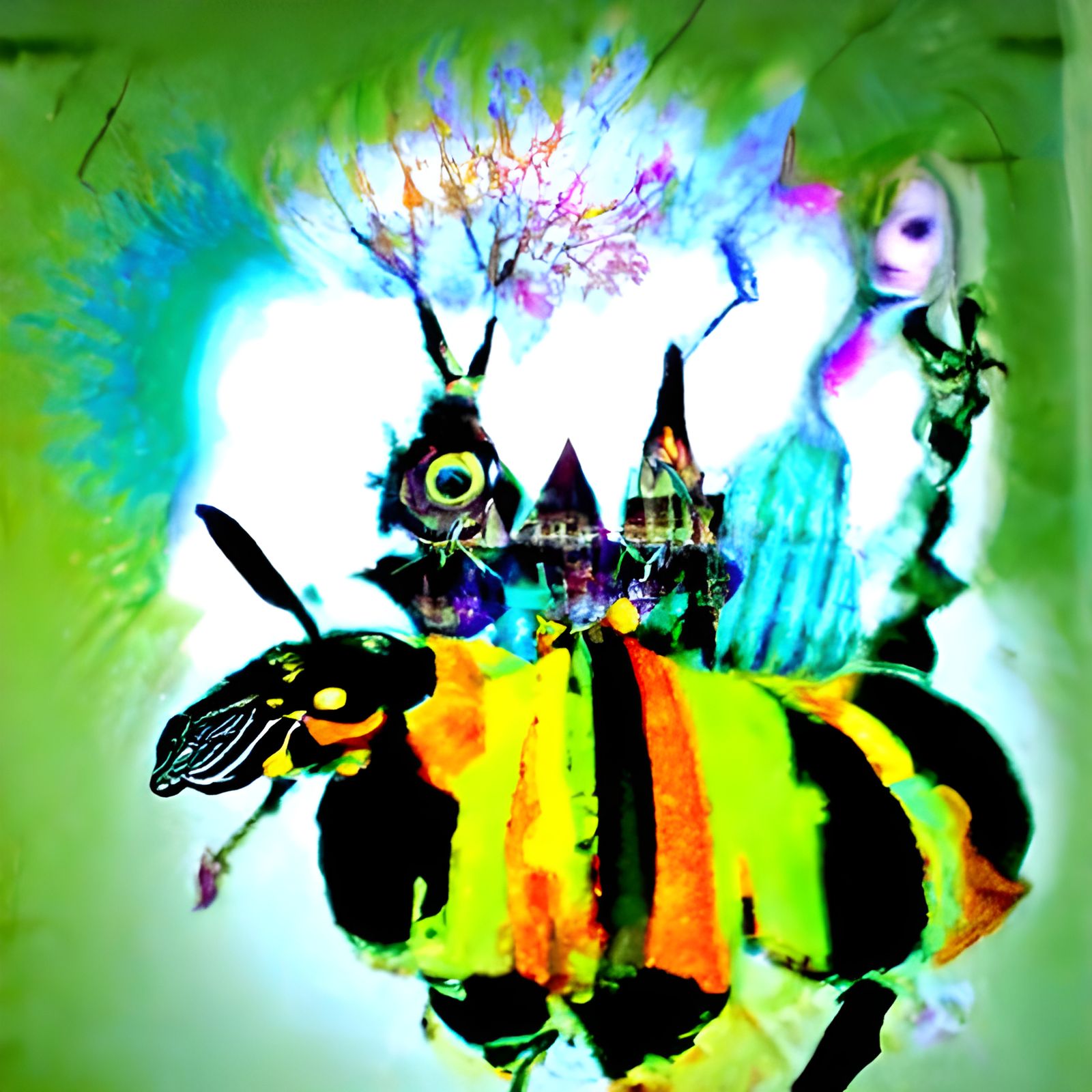 Bee gothic art folk art psychedelic art mysterious complex elaborate ...