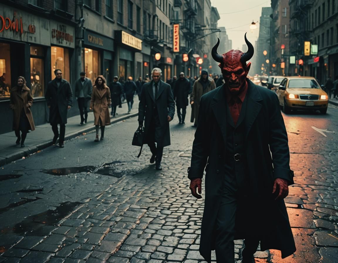 The Devil walks among us, on the city streets. - AI Generated Artwork - NightCafe Creator