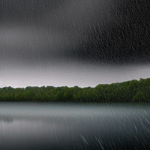 Rain falling on a lake, hyper realistic photograph, high resolution ...