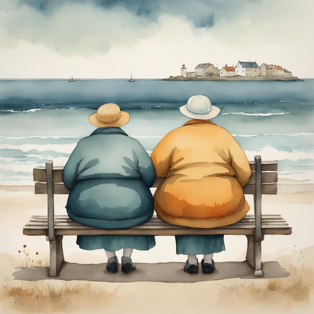 Image: In the countryside. Portrait of 2 ladies similar to Sam Toft. /2 ...