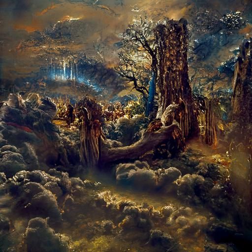 Heavens angelic forest by Leonardo da Vinci and Ferdinand Knab 8K 3D ...