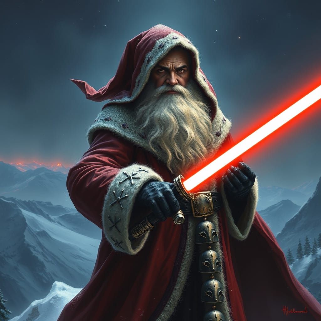 Santa Claus as a sith - Dark Santa Sith Lord Illuminates Sno...