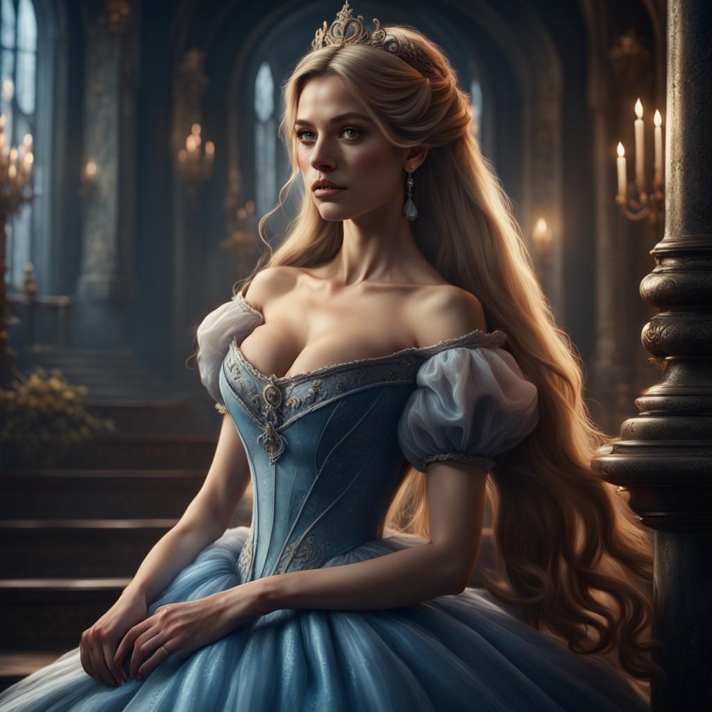 Cinderella - Cinderella Portrait in Detailed Matte Painting...