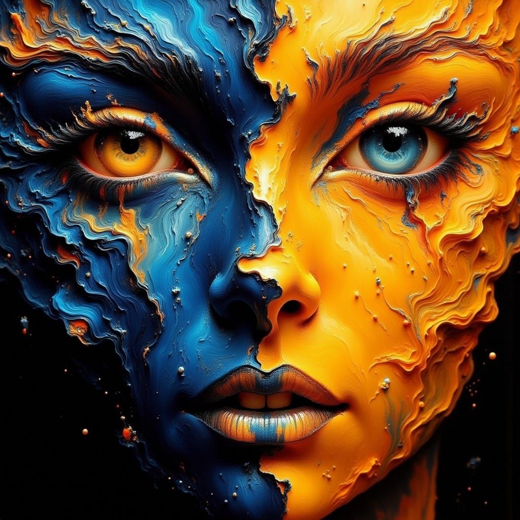 Face Splits into two half.