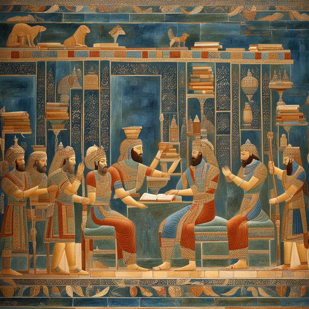 The Library of Ashurbanipal detailed painting - AI Generated Artwork ...