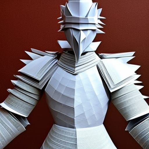 statue of a knight made completely from paper origami - AI Generated ...