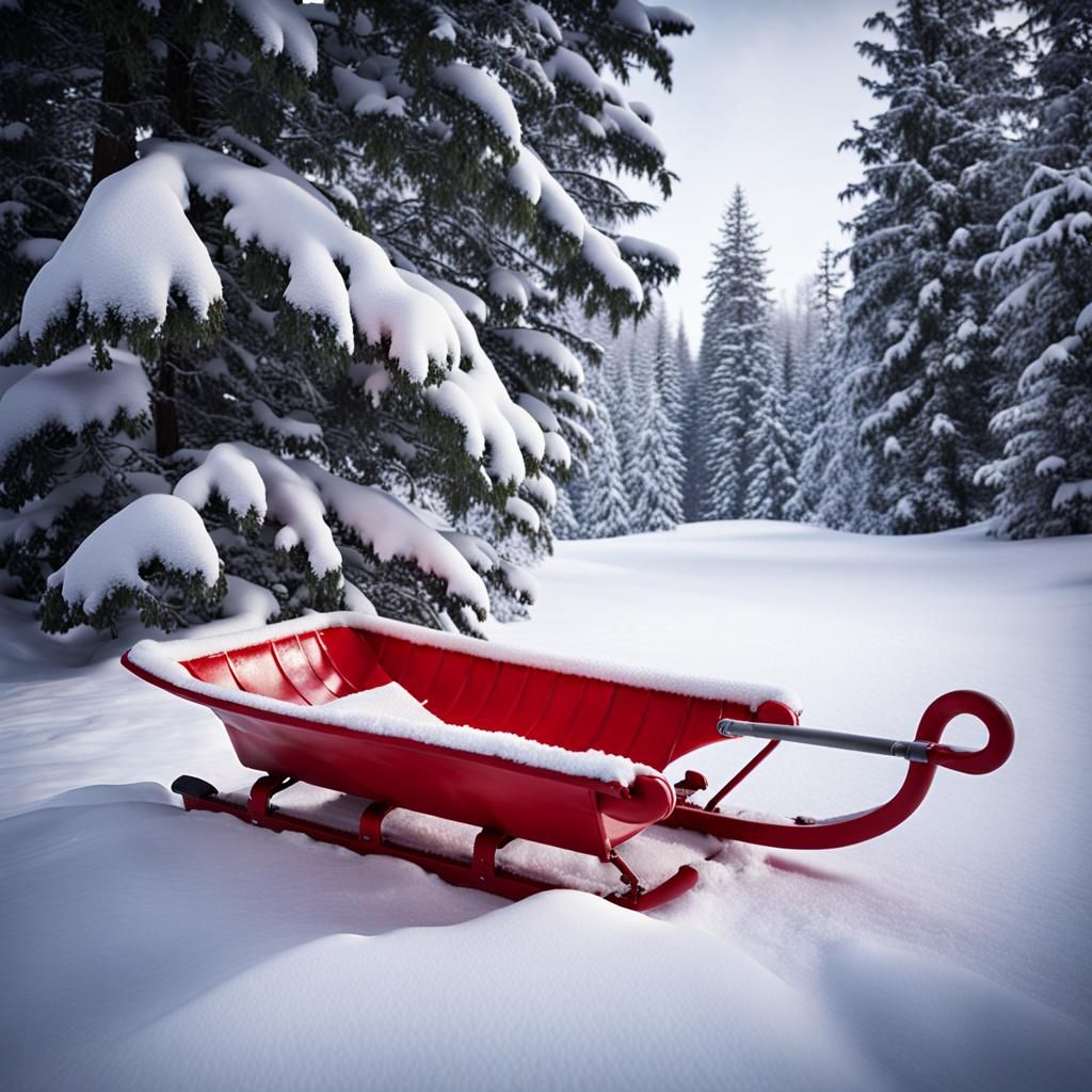Red sledge - AI Generated Artwork - NightCafe Creator