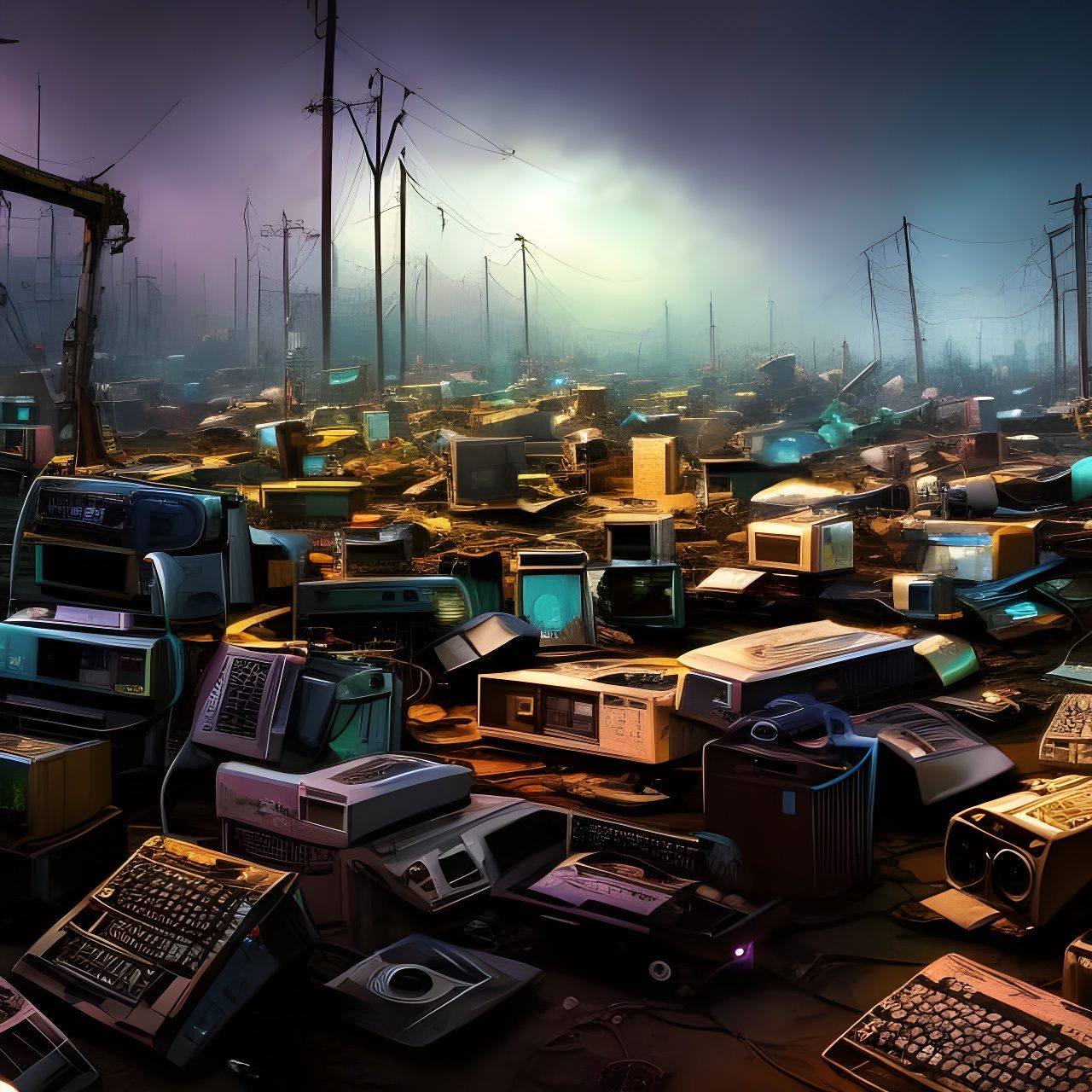 Computer graveyard - AI Generated Artwork - NightCafe Creator