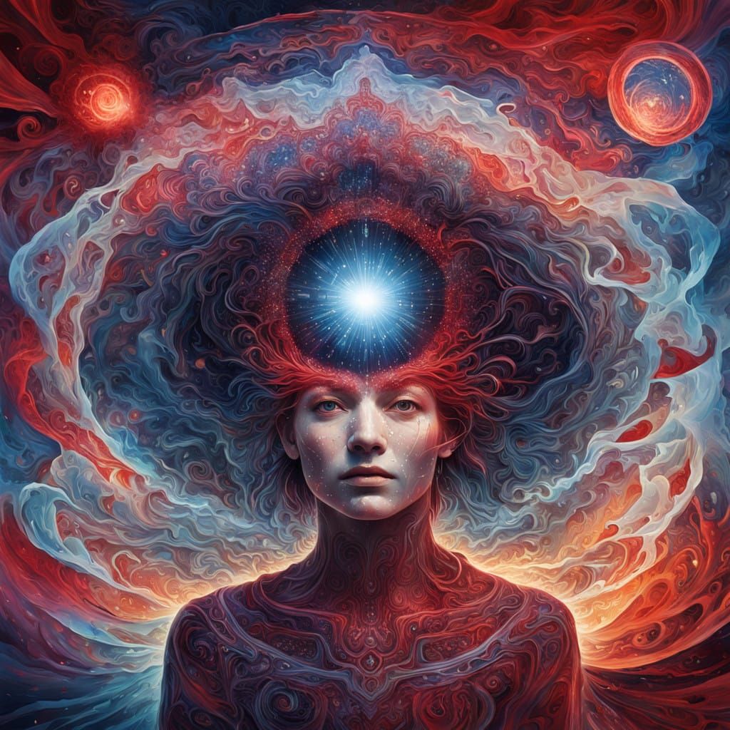 Human face dissolves in quantum particles